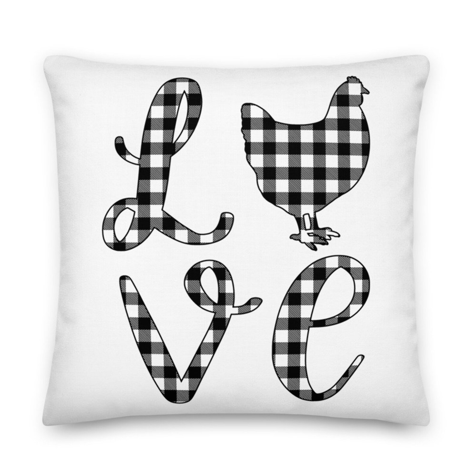 Chicken Mom Pillow I Love Chickens Country Farm Girl Black White ...