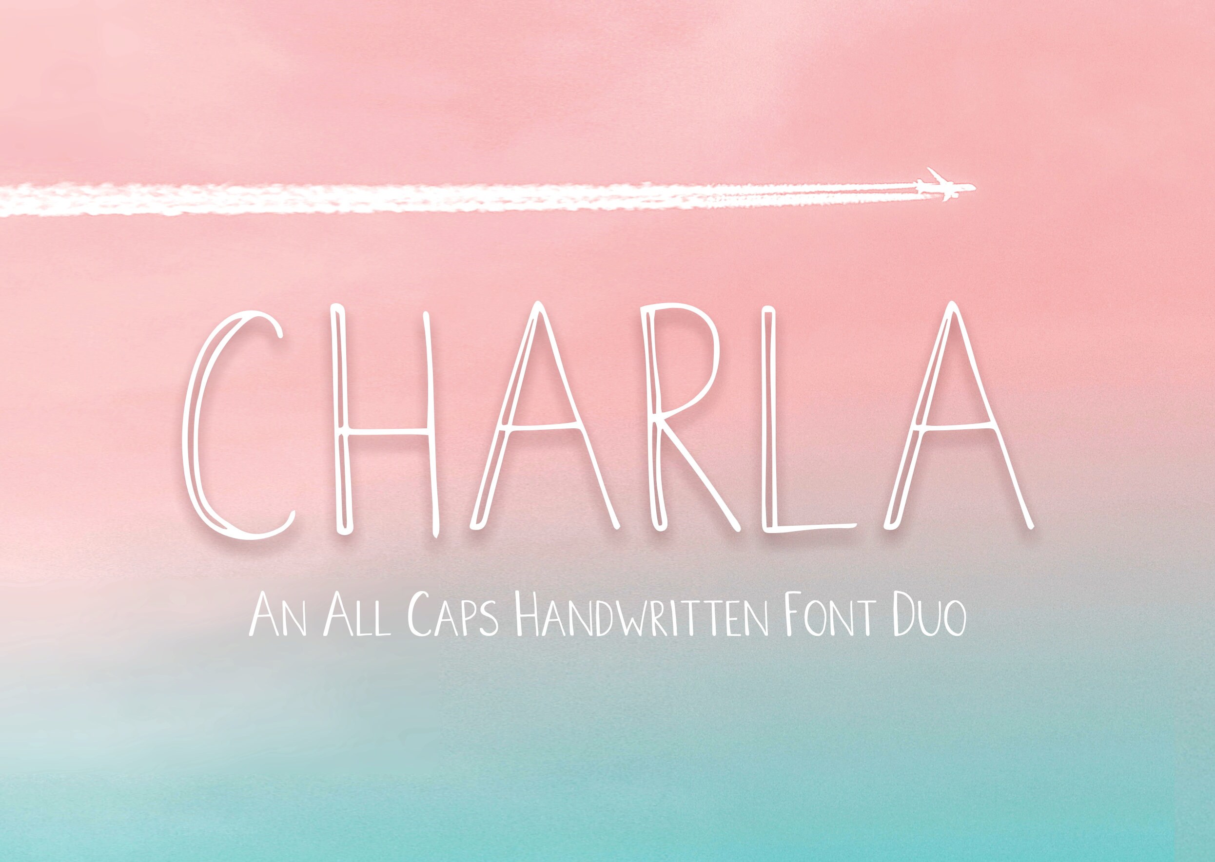 Charla All Caps Cute Handwritten Font With Lines Skinny Hand - Etsy
