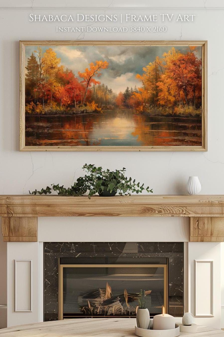 Frame TV Art Fall Foliage Peaceful Nature Oil Painting Samsung Frame TV ...