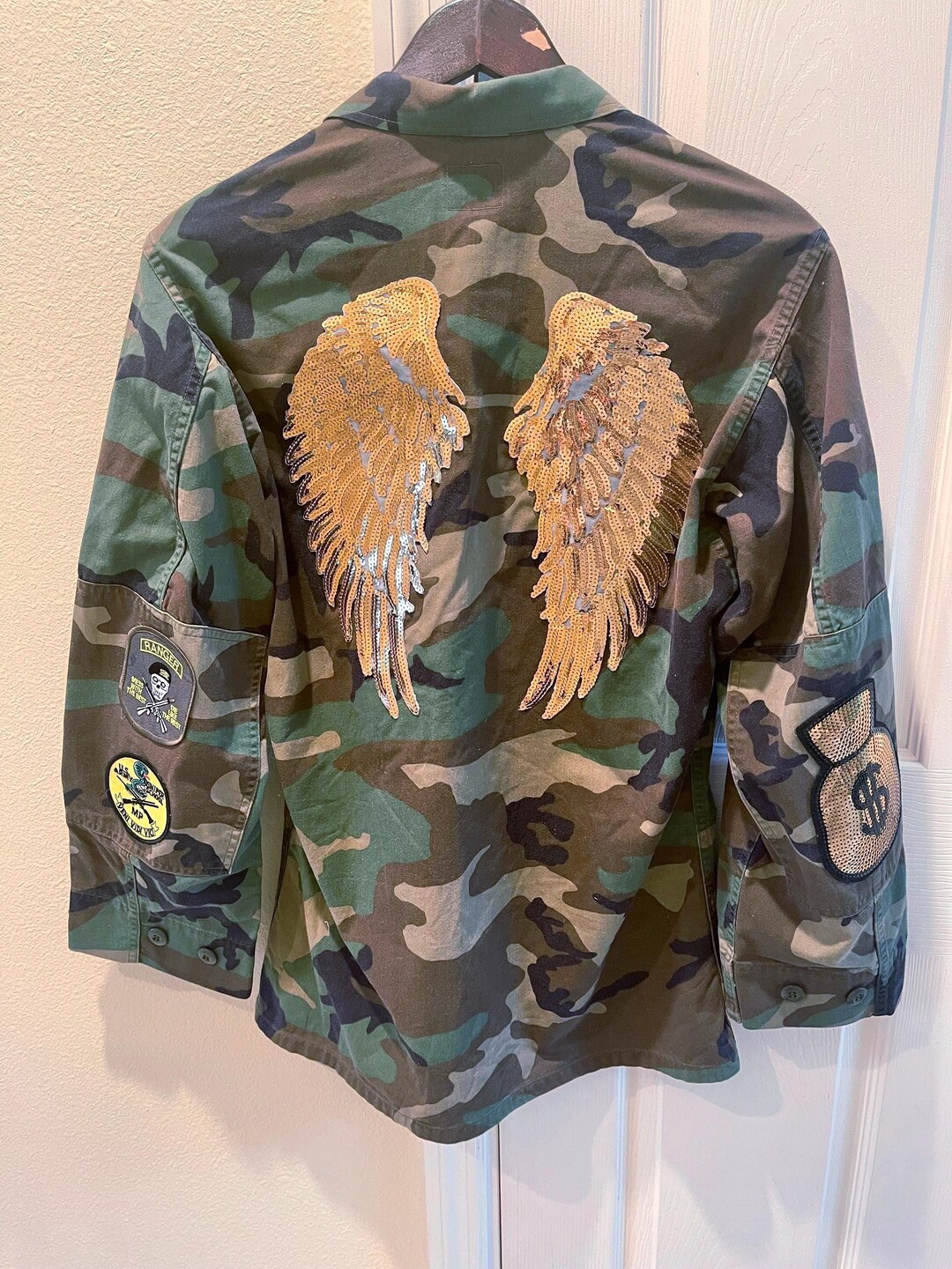 Customized Vintage Army Jacket Customized With Patches, Camo Camouflage ...