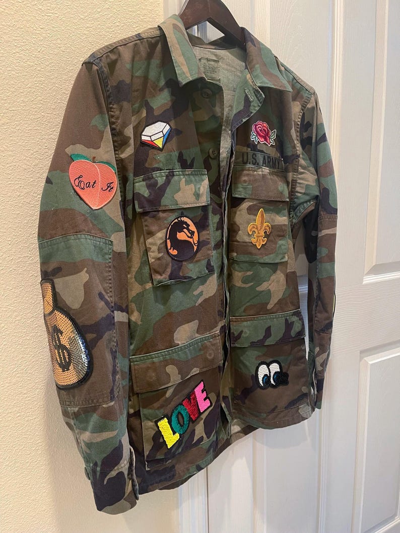 Customized Vintage Camo Army Jacket With Patches - Size Small - Etsy