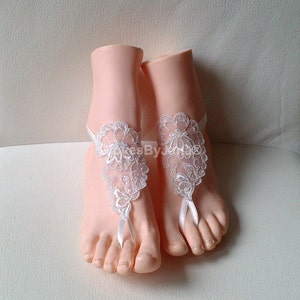 Ivory Wedding Barefoot Sandles Wedding Prom Party Steampunk Bangle ...