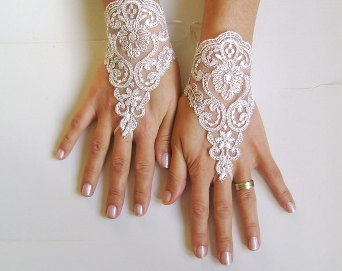 Very Pale Beige Wedding Gloves Bridal Gloves Fingerless Lace Gloves ...