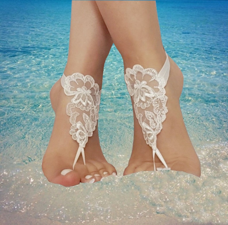 Ivory Wedding Barefoot Sandles Wedding Prom Party Steampunk - Etsy