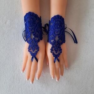 Royal Blue Wedding Gloves Bridal Gloves Fingerless Gloves Bridesmaid ...