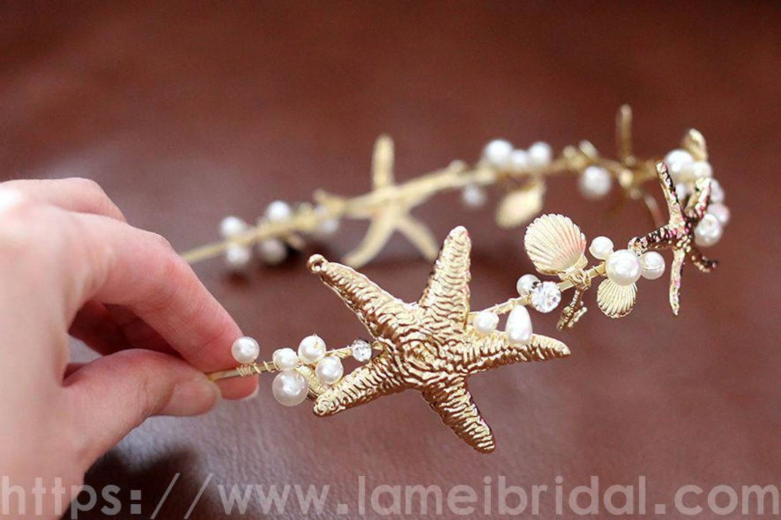 Gold Starfish Wedding Headband Gold Bridal Headpiece Beach - Etsy