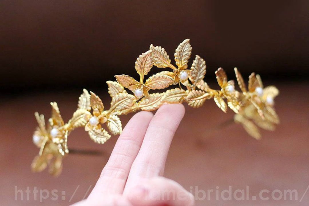 Woodland Queen Golden Wedding Bridal Tiara,wedding Headpiece With Gold ...
