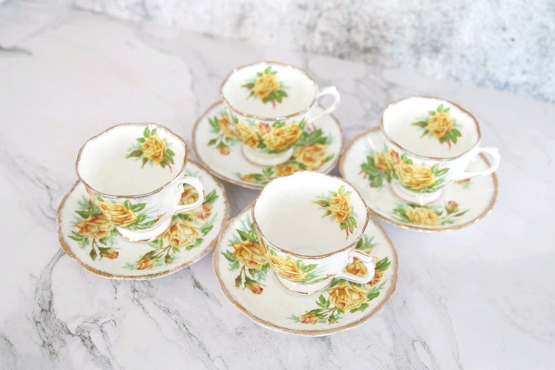 Royal Albert Yellow Tea Rose Set of 4 Saucers and Tea Cups - Etsy