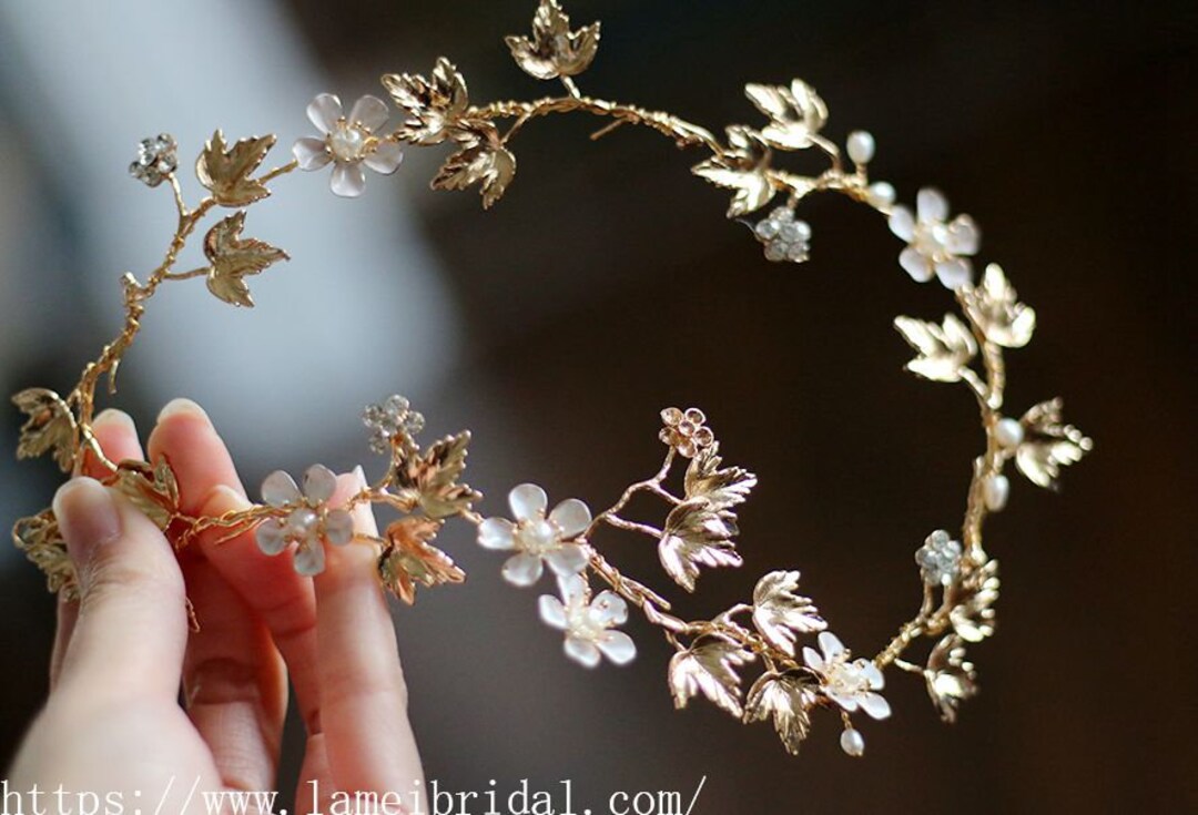 Golden Leaf Wedding Bridal Tiara, Wedding Headpiece With Gold Leaf ...