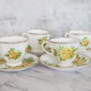 Royal Albert Yellow Tea Rose Set of 4 Saucers and Tea Cups - Etsy