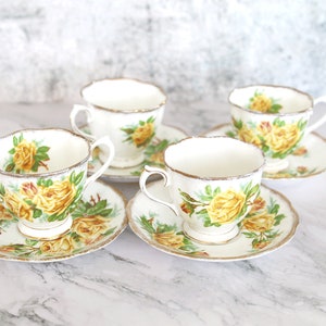 Royal Albert Yellow Tea Rose Set of 4 Saucers and Tea Cups - Etsy