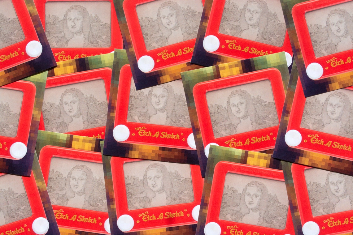 8 Bit Pixel Mona Lisa Etch A Sketch Die Cut Sticker The Louvre La