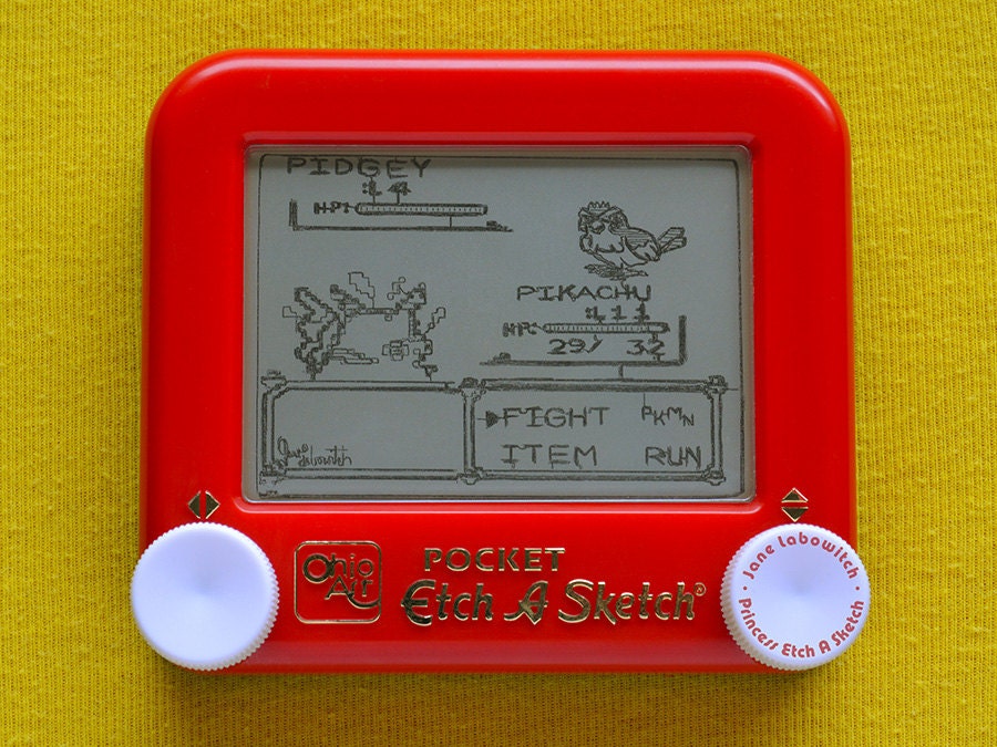 ORIGINAL Pokemon Yellow Battle 2-part Etch A Sketch Art - Etsy