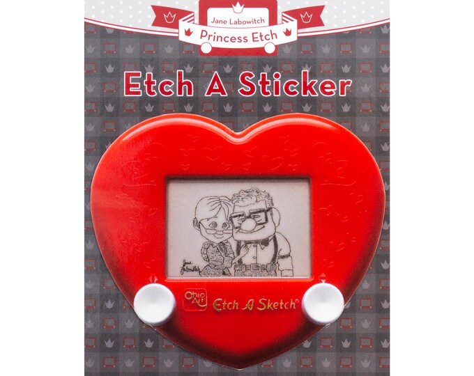 Ellie and Carl up Etch A Sketch Die Cut Sticker | Pixar | Retro Sticker ...