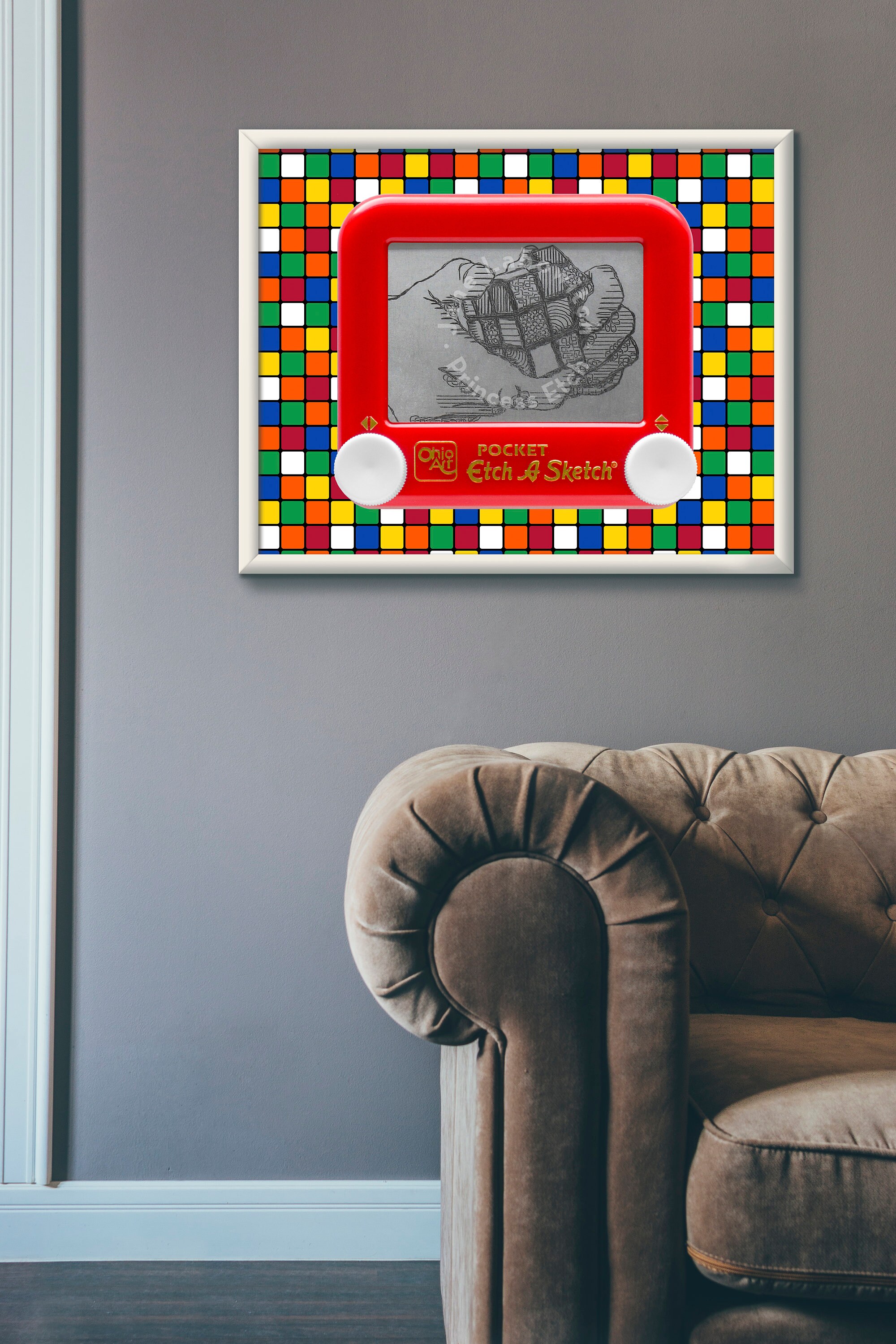 Rubiks Cube Signed Etch A Sketch Art Print (pick Your Size!) - Etsy