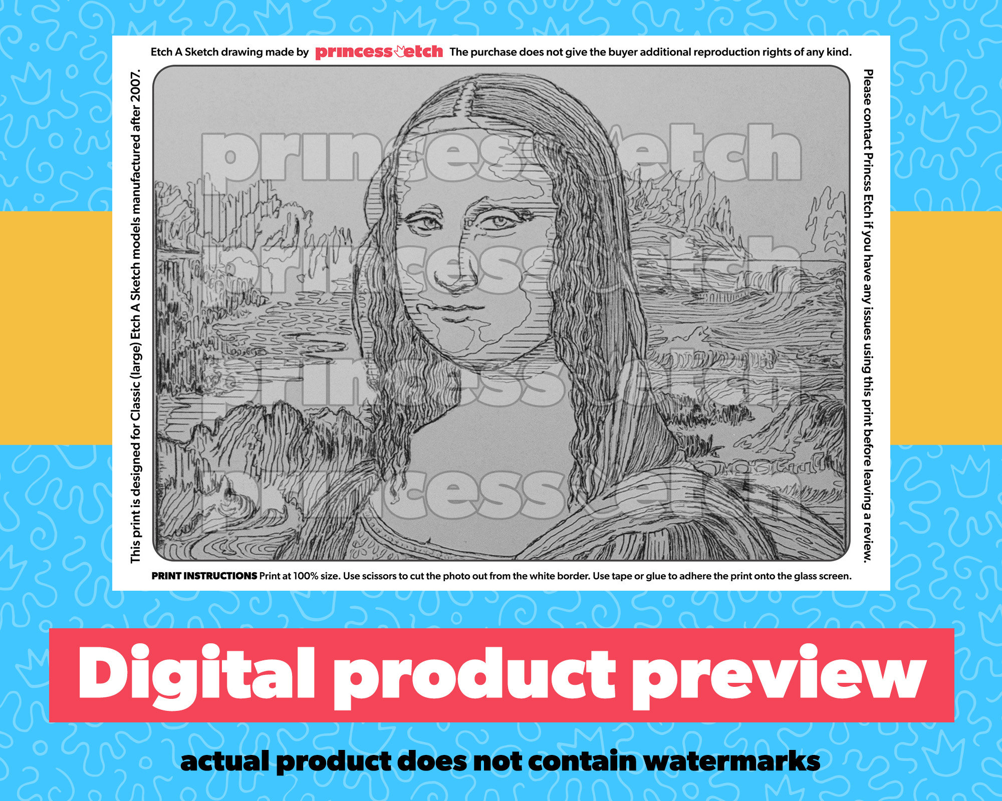 Mona Lisa DIY Etch A Sketch Decal Buddy the Elf Printable Photo ...