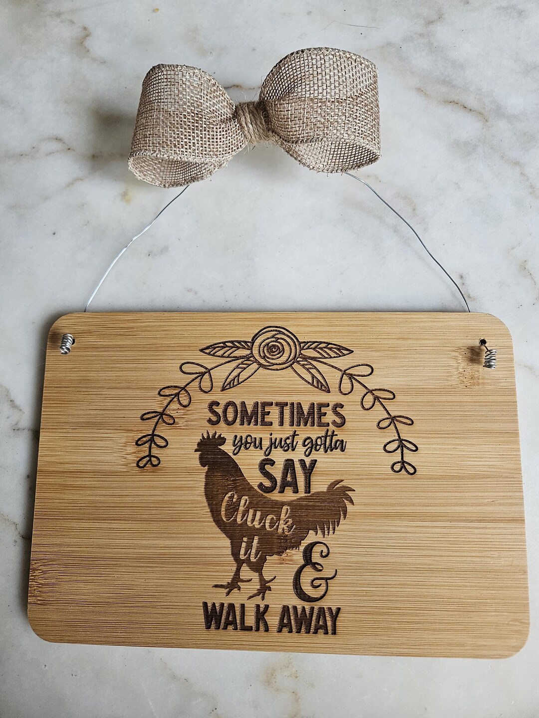 Funny Engraved Bamboo Kitchen Sign: Cluck It & Walk Away - Etsy