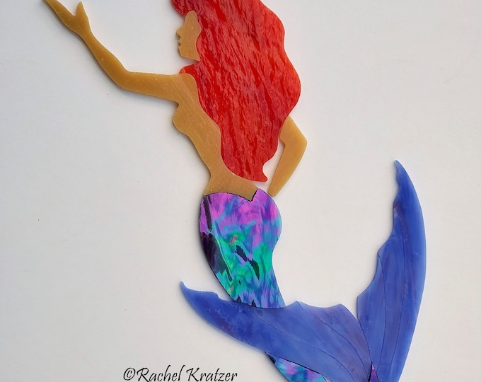 Precut Stained Glass Mermaid Mosaic Craft Kit - IRIDESCENT Purple ...