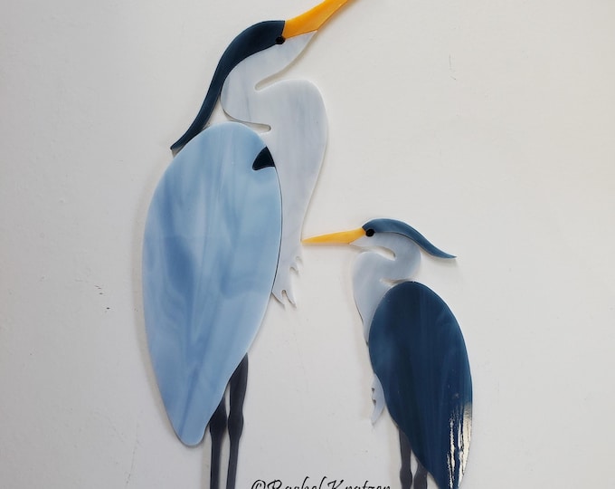 Blue Heron Precut Stained Glass Art Craft Kit for Mosaic Inlay, Wall ...