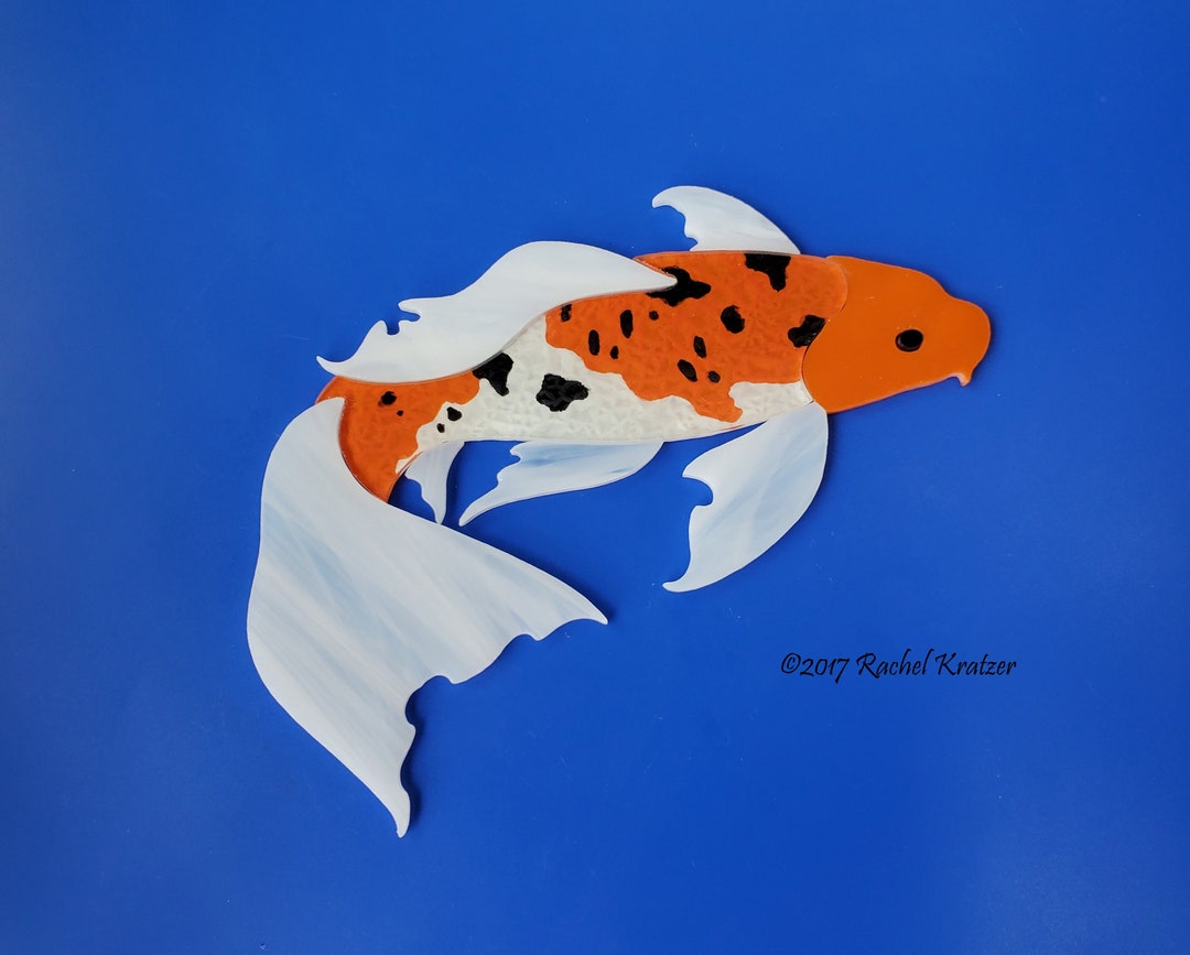 KOI FISH Stained Glass Craft Kit Orange Mosaic Inlay Garden, Pond ...