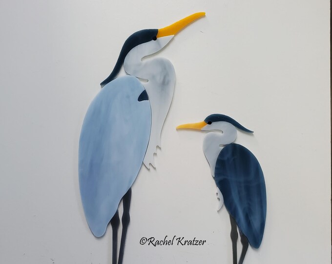 Blue Heron Precut Stained Glass Art Craft Kit for Mosaic Inlay, Wall ...