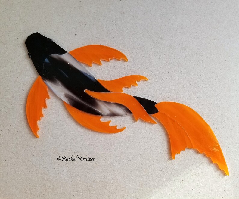 KOI FISH Precut Stained Glass Craft Kit Mosaic Inlay Fusible - Etsy
