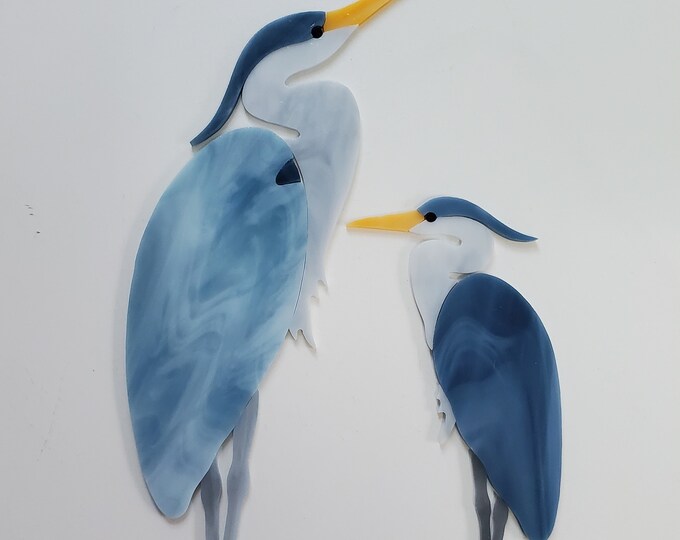 Blue Heron Precut Stained Glass Art Craft Kit for Mosaic Inlay, Wall ...