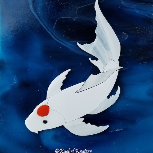 Koi Fish Precut Stained Glass Craft Kit Art Mosaic Inlay - Etsy