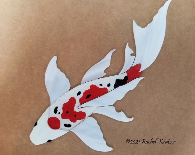 KOI FISH RED Precut Stained Glass Craft Kit Mosaic Inlay - Etsy