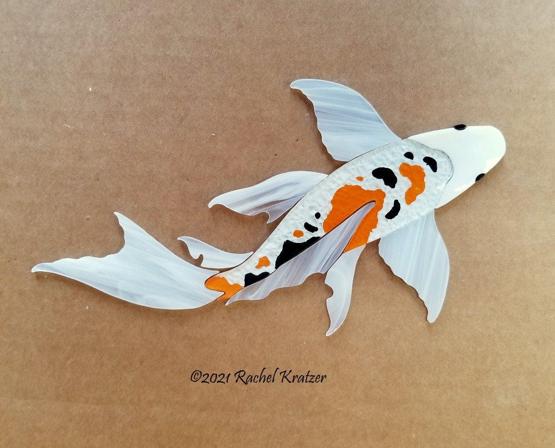 KOI FISH Orange Precut Stained Glass Craft Kit Mosaic Inlay - Etsy