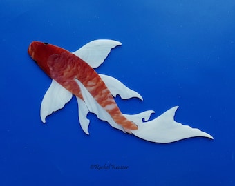 Koi Fish Precut Stained Glass Craft Kit Art Mosaic Inlay | Etsy