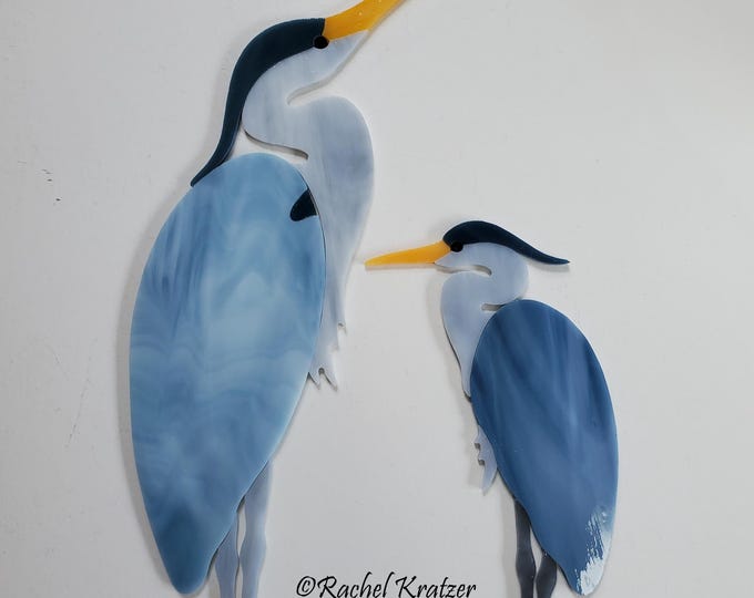 Blue Heron Precut Stained Glass Art Craft Kit for Mosaic Inlay, Wall ...