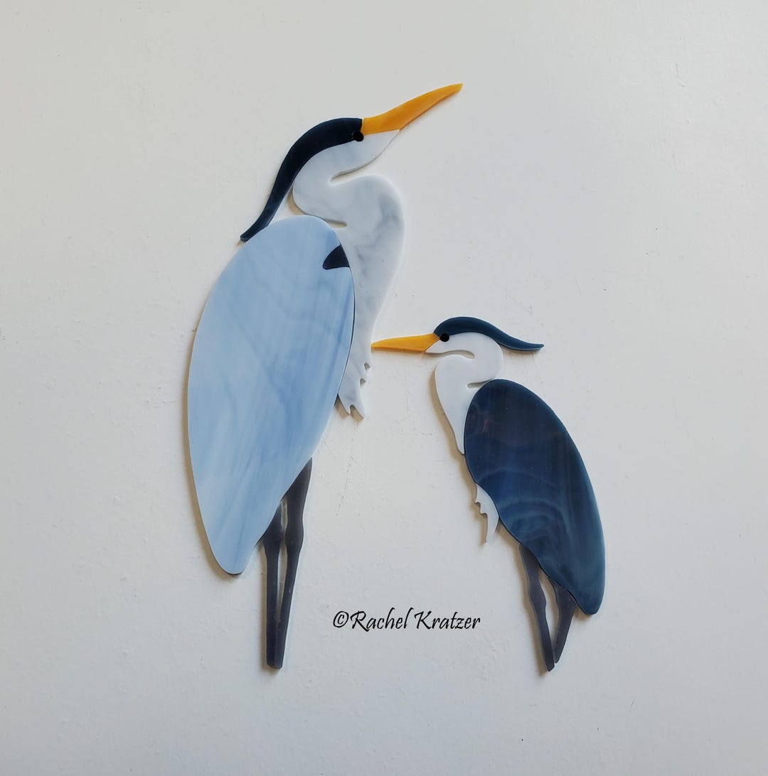 Blue Heron Precut Stained Glass Art Craft Kit for Mosaic Inlay, Wall ...