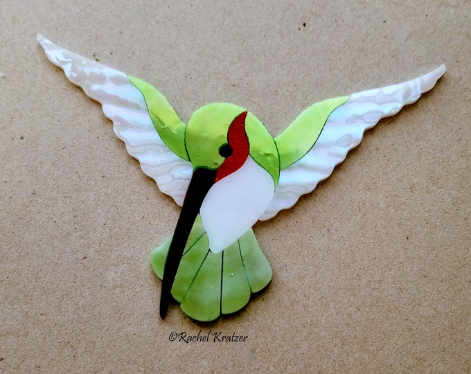 Precut Stained Glass HUMMINGBIRD Art Craft Kit for Mosaic Inlay, Wall ...