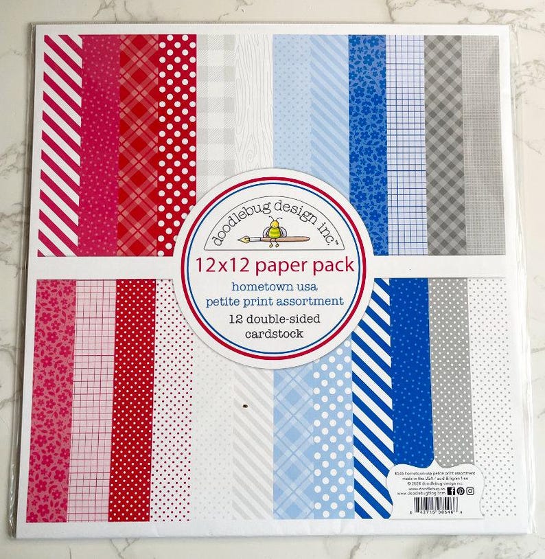 Doodlebug HOMETOWN USA Petite Prints Double Sided Cardstock 12"x12" NEW ...