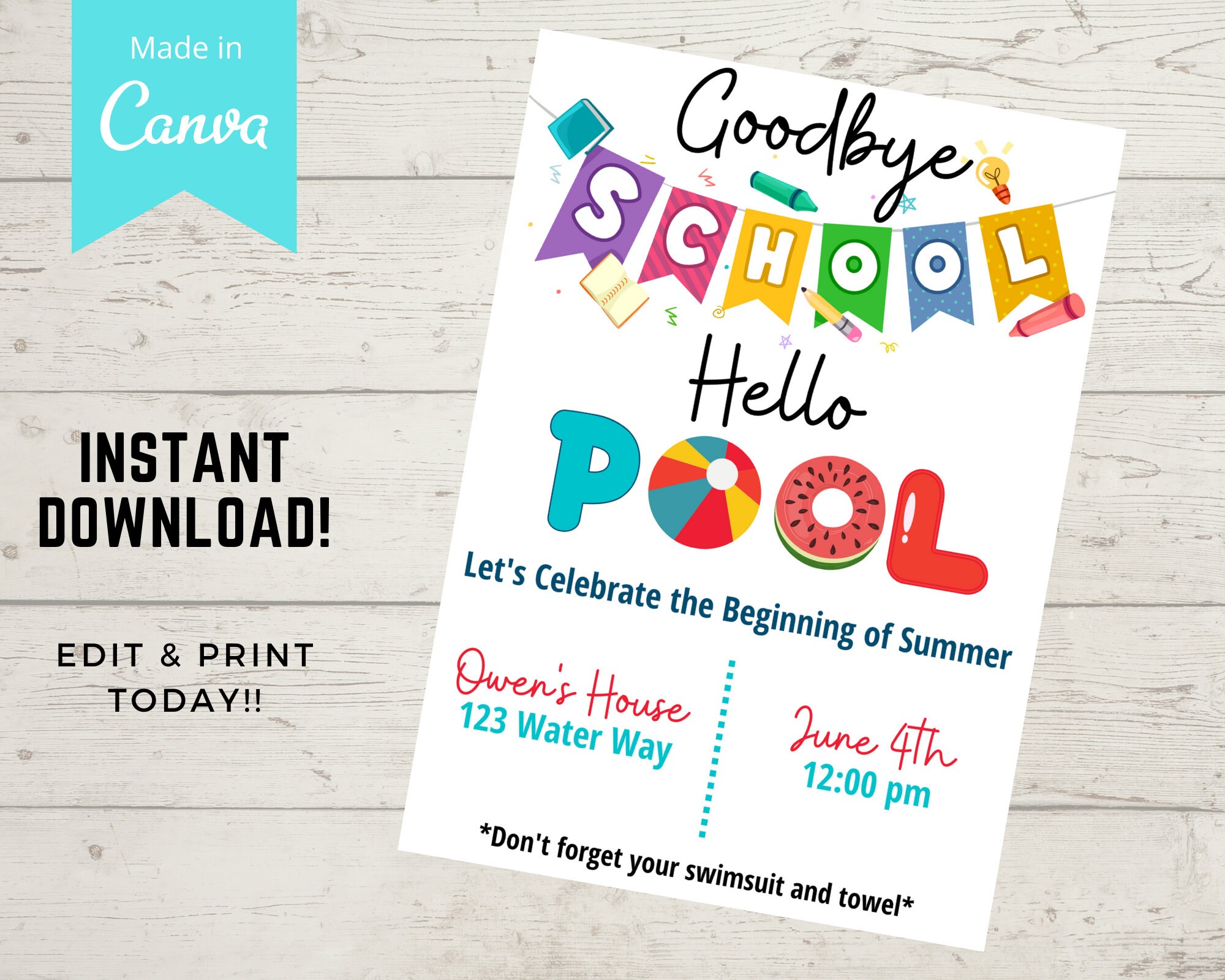 End of School Party, Goodbye School Hello Pool, End of the Year ...