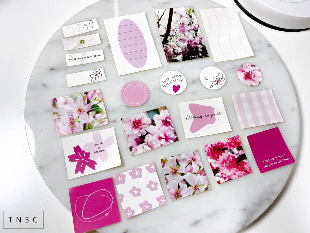 Sakura Sticker Pack (sticker Flake, Sticker Set, Cherry Blossom, Pink ...