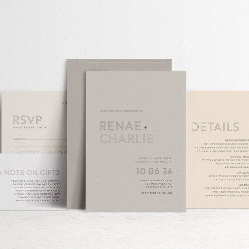 Beige Modern Wedding Invitation Suite Template Minimalist - Etsy