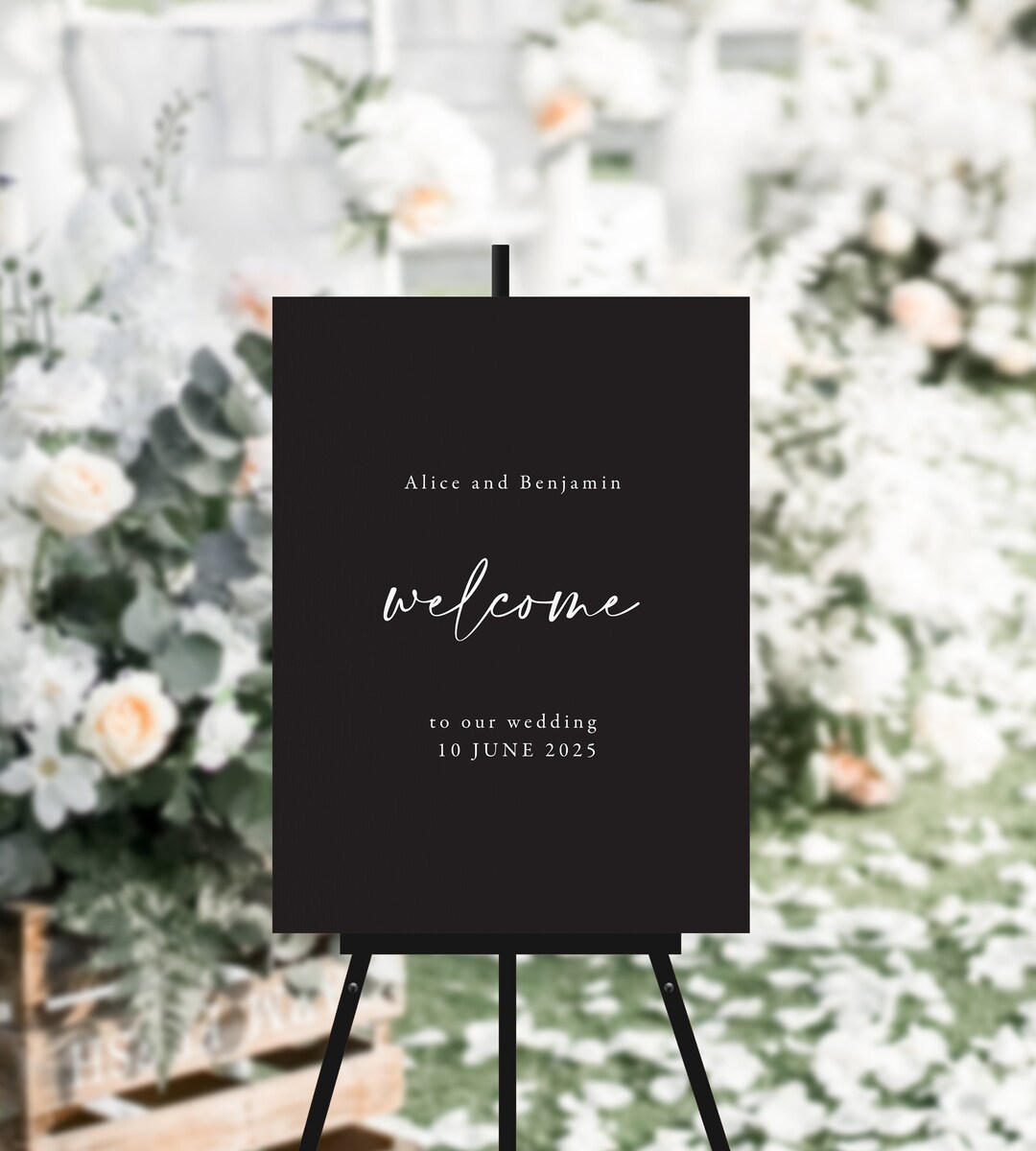 Black Welcome Sign for Modern Wedding, Printable Minimalist Welcome ...
