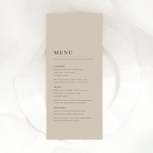 Beige Wedding Menu Template, Dinner Menu for Minimalist Wedding ...