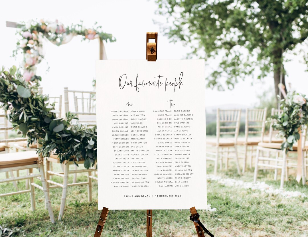 Modern Seating Plan Template, Wedding Seating Chart, Printable Table ...