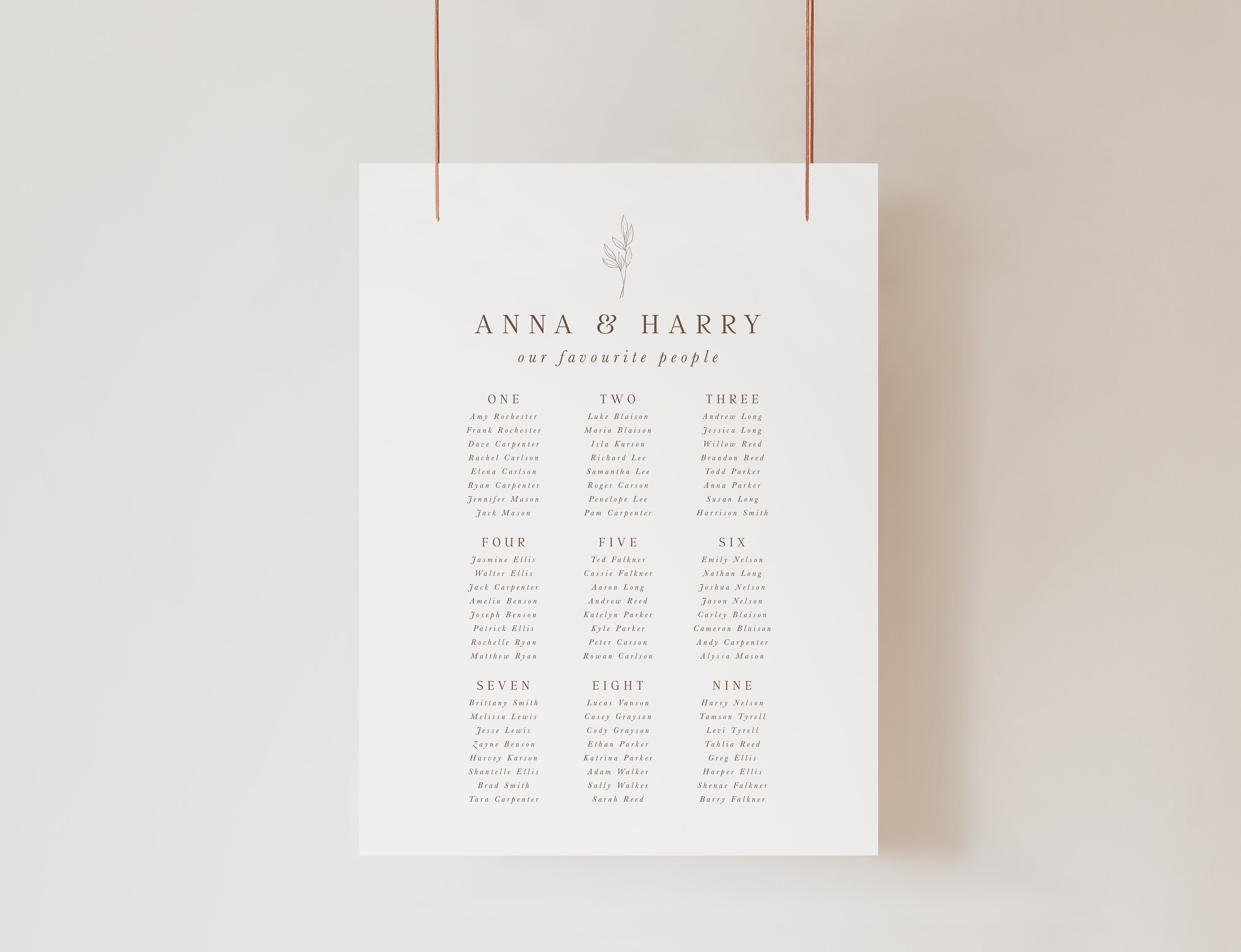 Boho Wedding Seating Plan Seating Chart Template for Rustic - Etsy ...