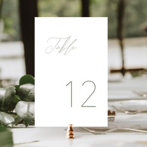 Minimalist Table Numbers Template, Table Numbers for Elegant Wedding ...