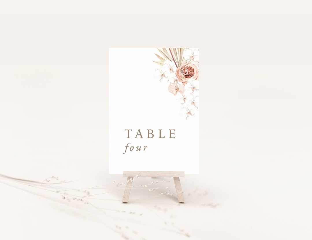 Boho Table Numbers Template, Printable Wedding Table Numbers for Boho ...