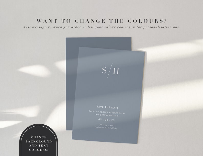 Modern Save The Date Template Monogram Save The Date Editable Etsy