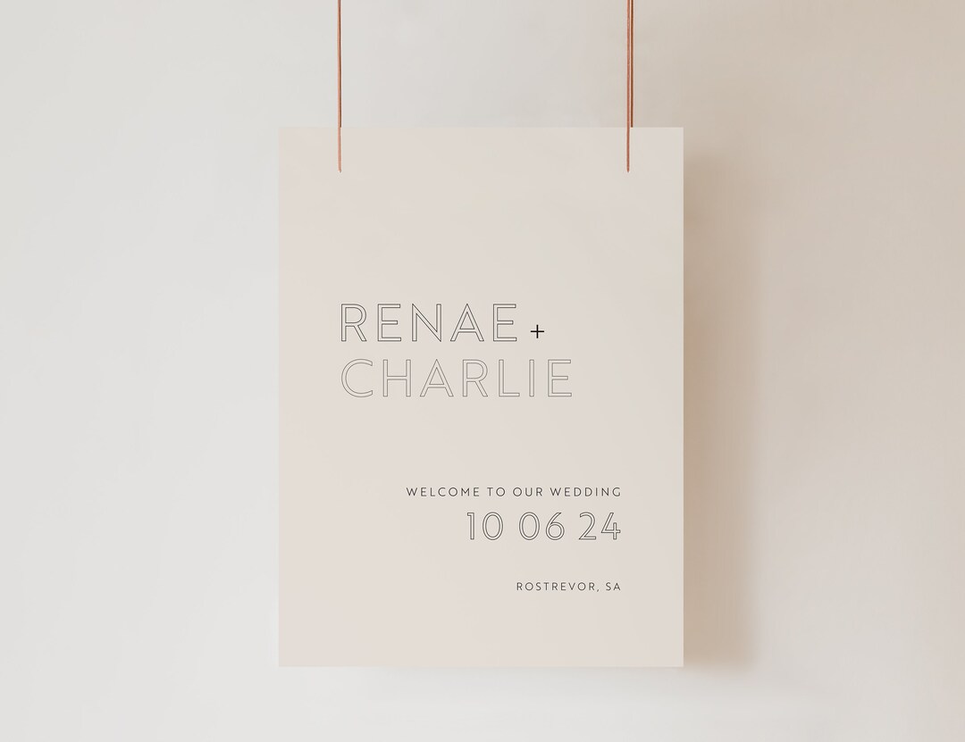 Welcome Sign for Modern Wedding, Printable Beige Welcome Sign ...