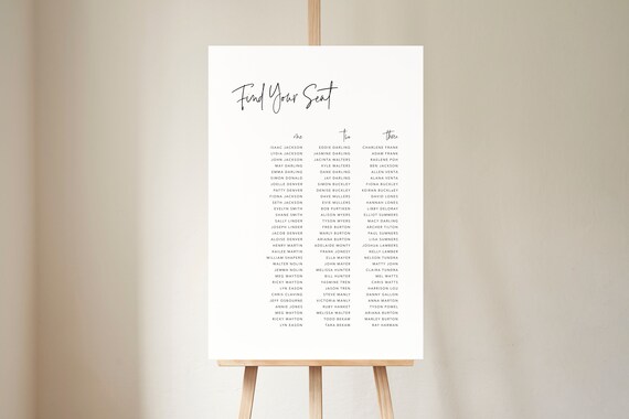 Modern Seating Plan Template Wedding Seating Chart - Etsy