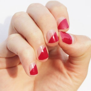 Raspberry Modern French Heat Activated Nail Wraps - Etsy