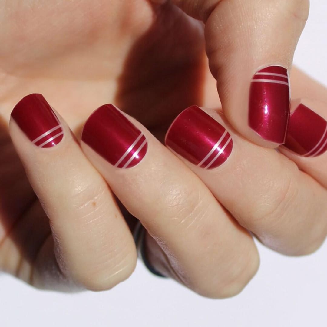 Wine Olivia Heat Activated Nail Wraps - Etsy