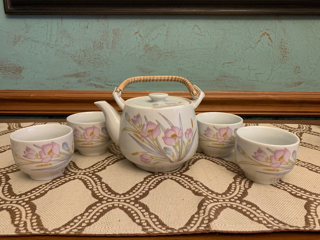 Vintage Japanese Ceramic Floral Design 5-pc Teapot Set With 4 Cups - Etsy